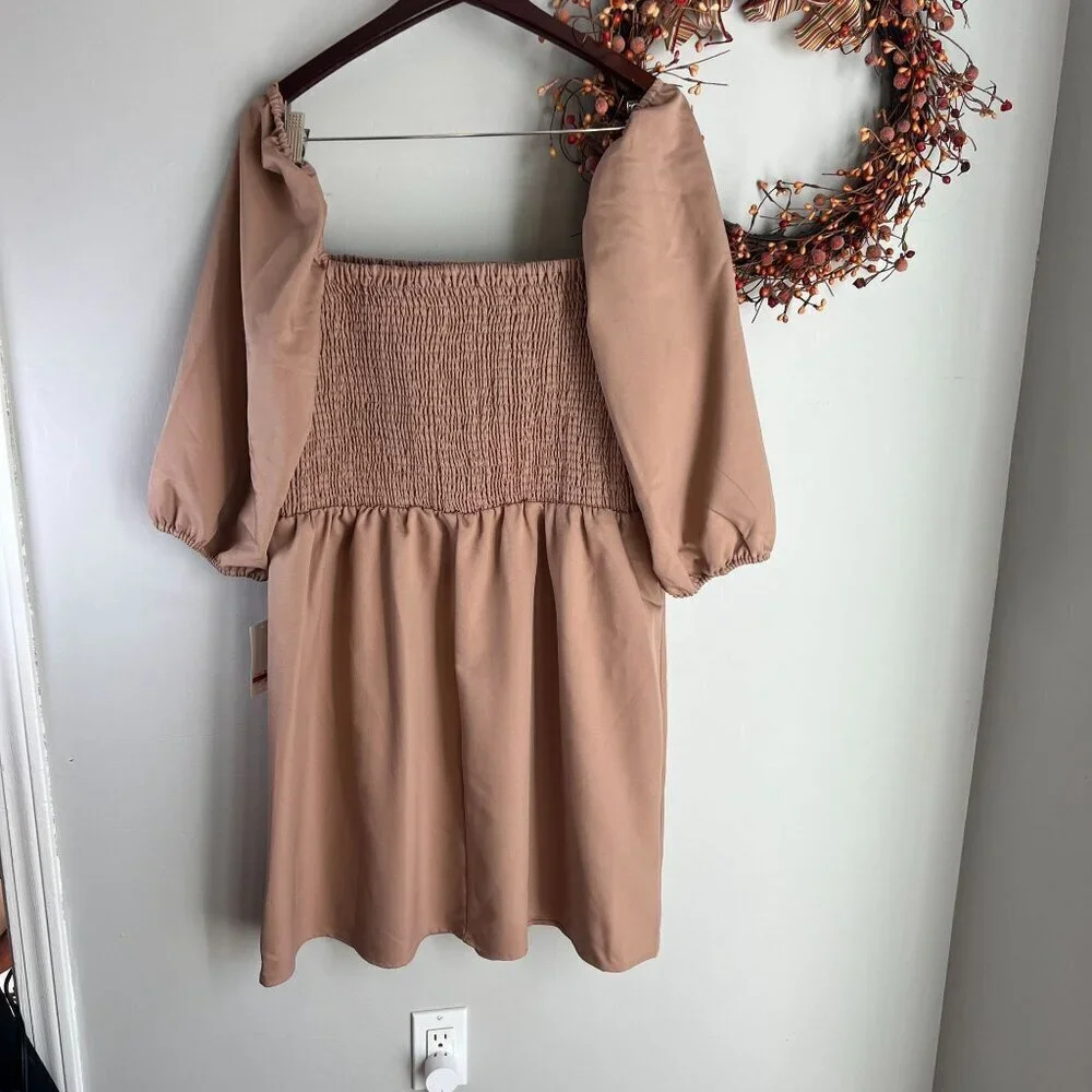 Bar III | Dresses | Bar Iii Womens Smocked Offtheshoulder Mini Puff ...